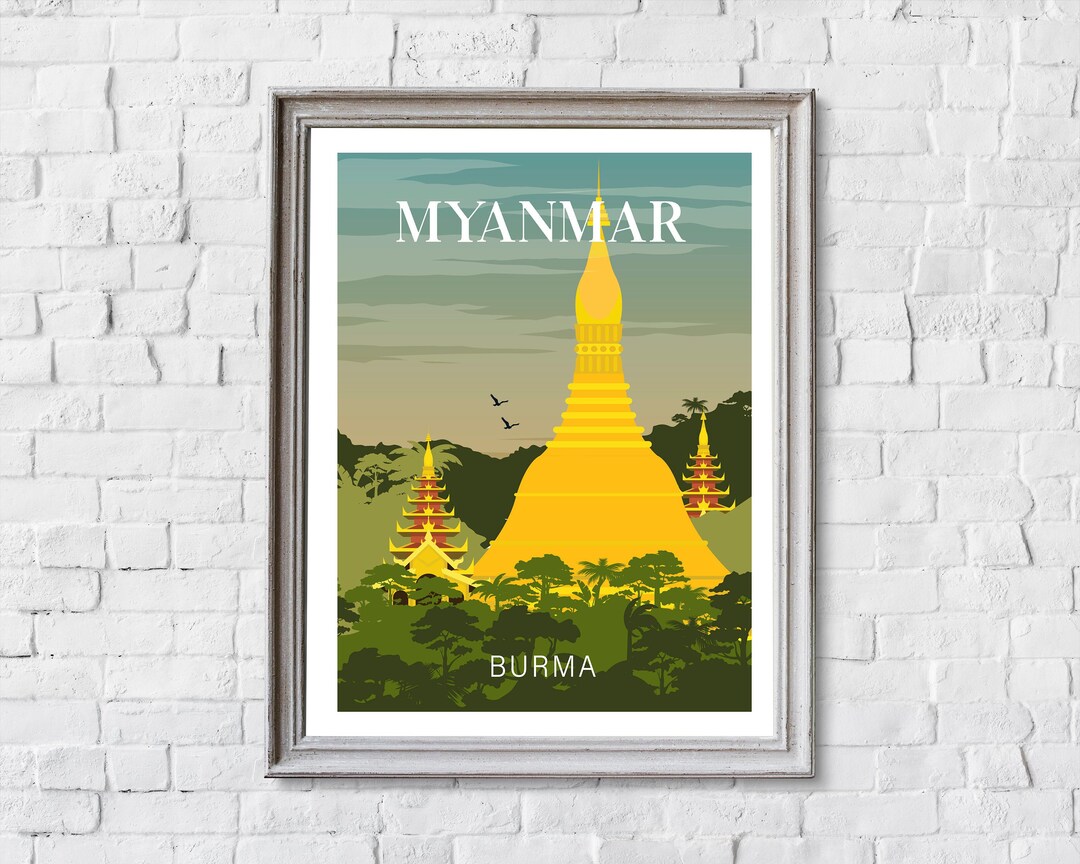 Myanmar Print, Myanmar Travel Poster, Myanmar Poster, Myanmar Travel ...