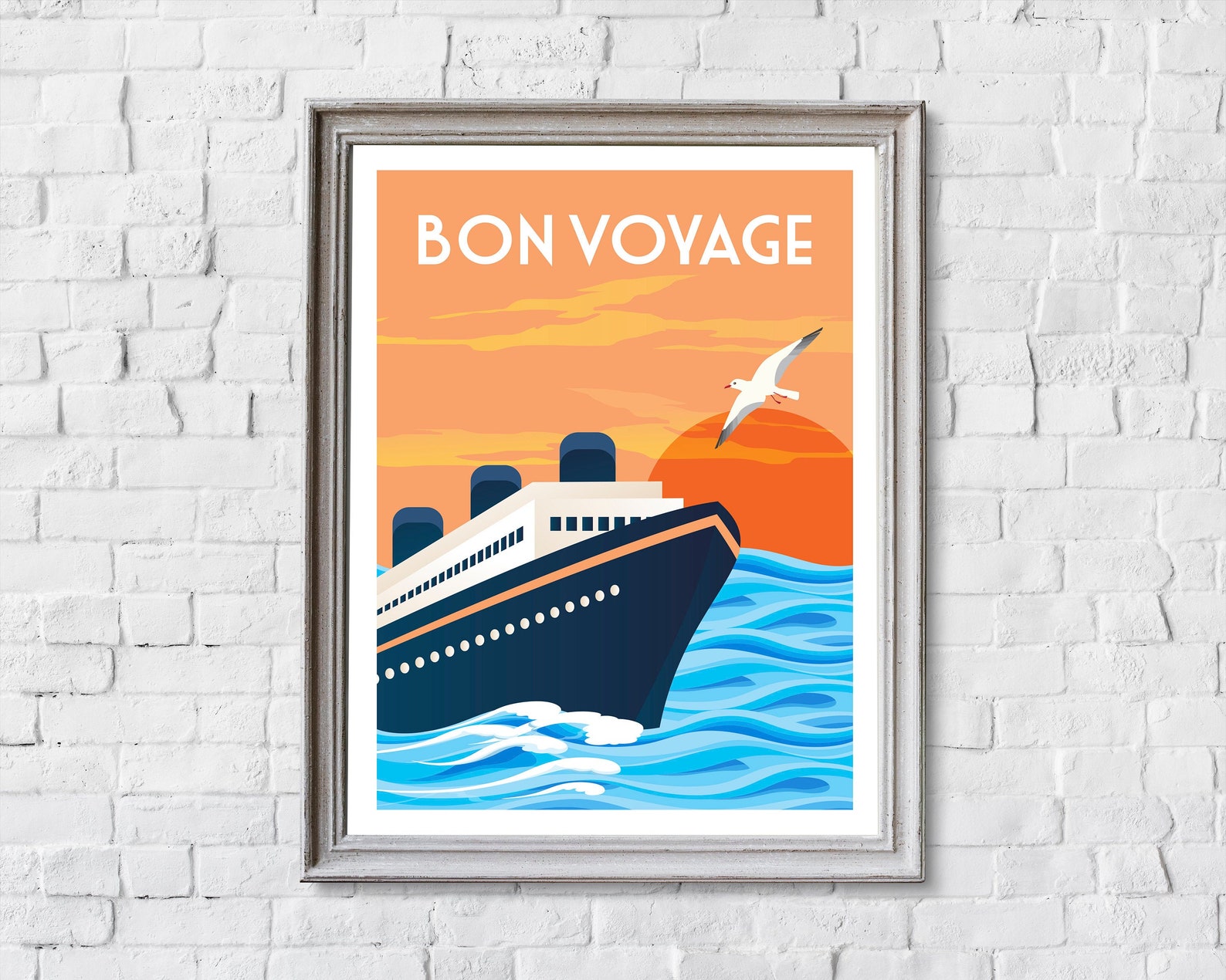 Bon Voyage Print Retro Travel Print Retro Travel Poster - Etsy