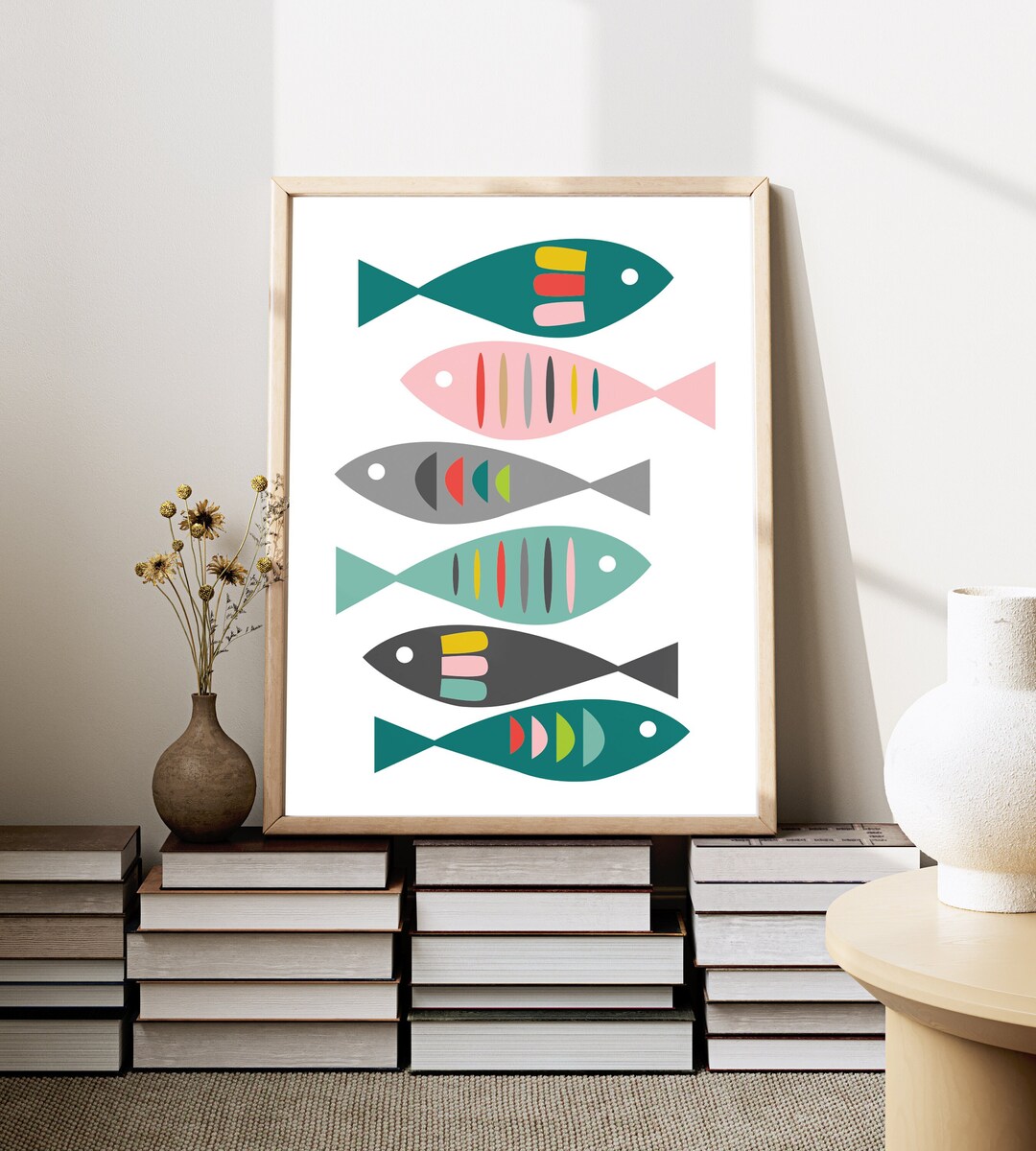 Mid Century Modern Fish Print: Scandi Wall Art - Etsy