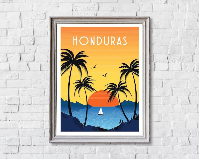 Honduras Print Honduras Travel Poster Honduras Poster - Etsy