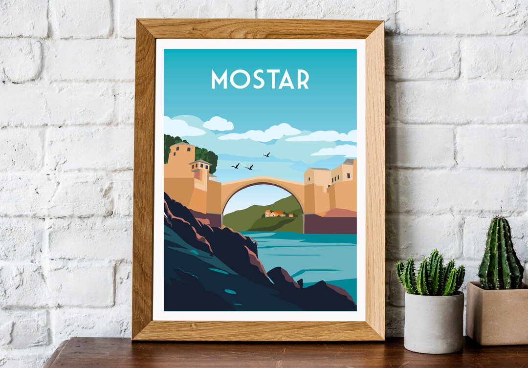 Mostar Poster, Bosnia Poster, Mostar Print, Bosnia Print, Herzegovnia ...