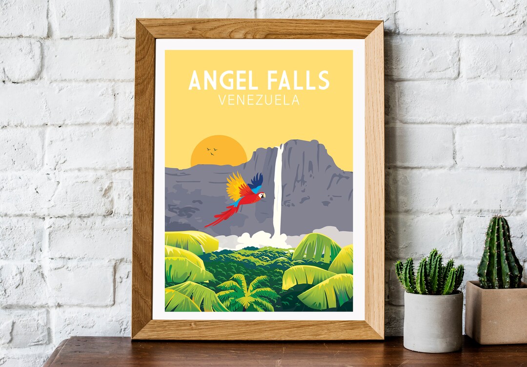 Angel Falls Poster, Venezuela Travel Poster, Angel Falls Travel Print ...