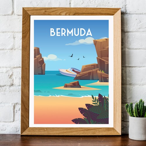 Travel Poster Bermuda Art Sailing Print Vintage Home Decor - Etsy Canada