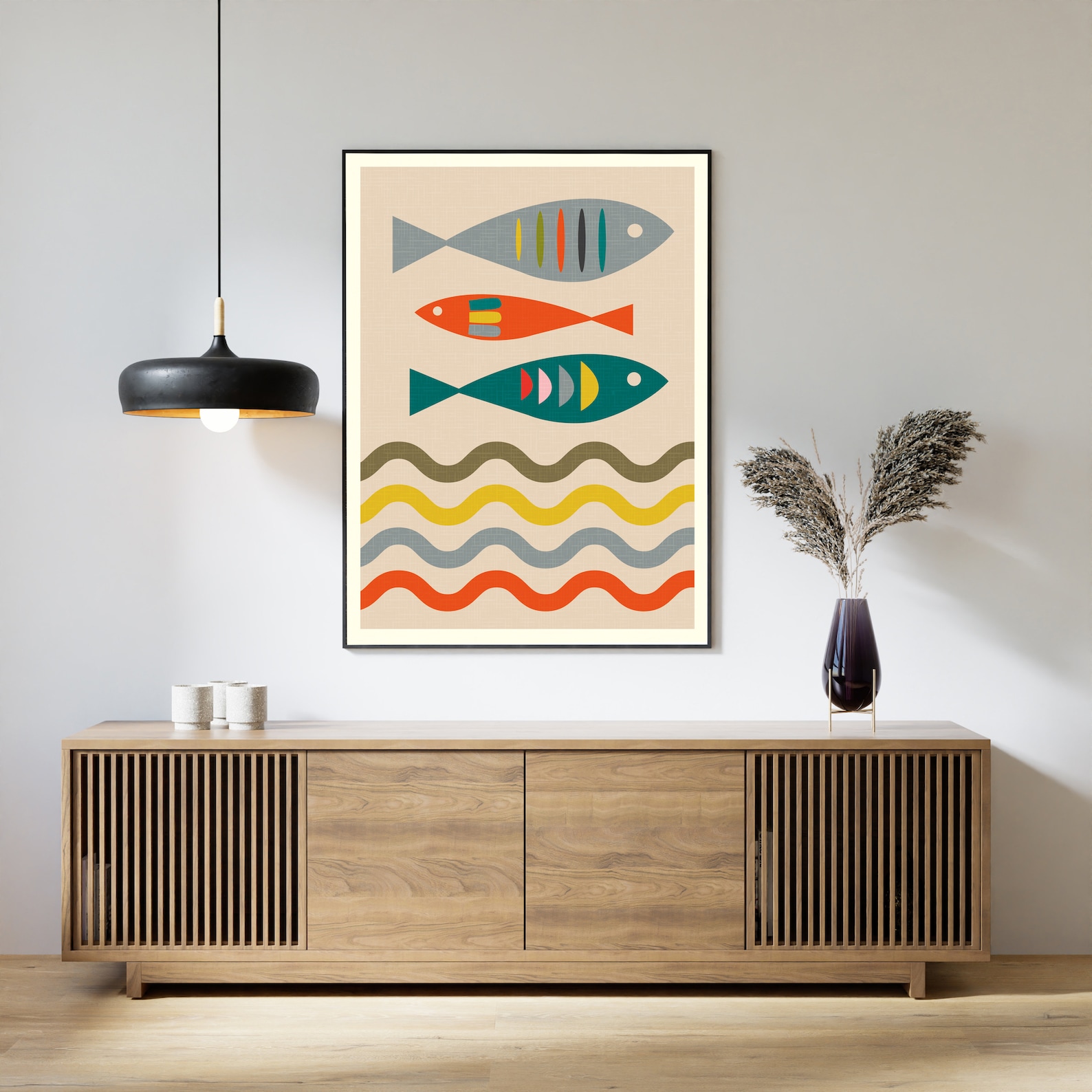 Mid Century Modern Fish Print, Fish Wall Art, Mid Century Bathroom Art ...