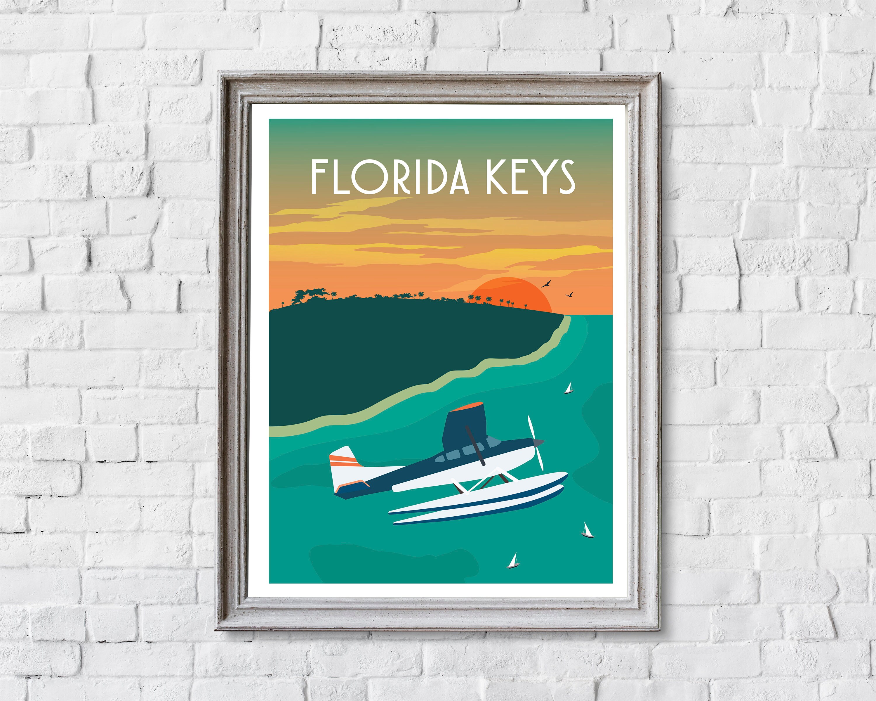 Florida Keys Travel Poster Florida Keys Print Key West | Etsy
