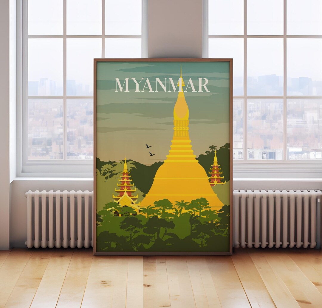 Myanmar Print, Myanmar Travel Poster, Myanmar Poster, Myanmar Travel ...