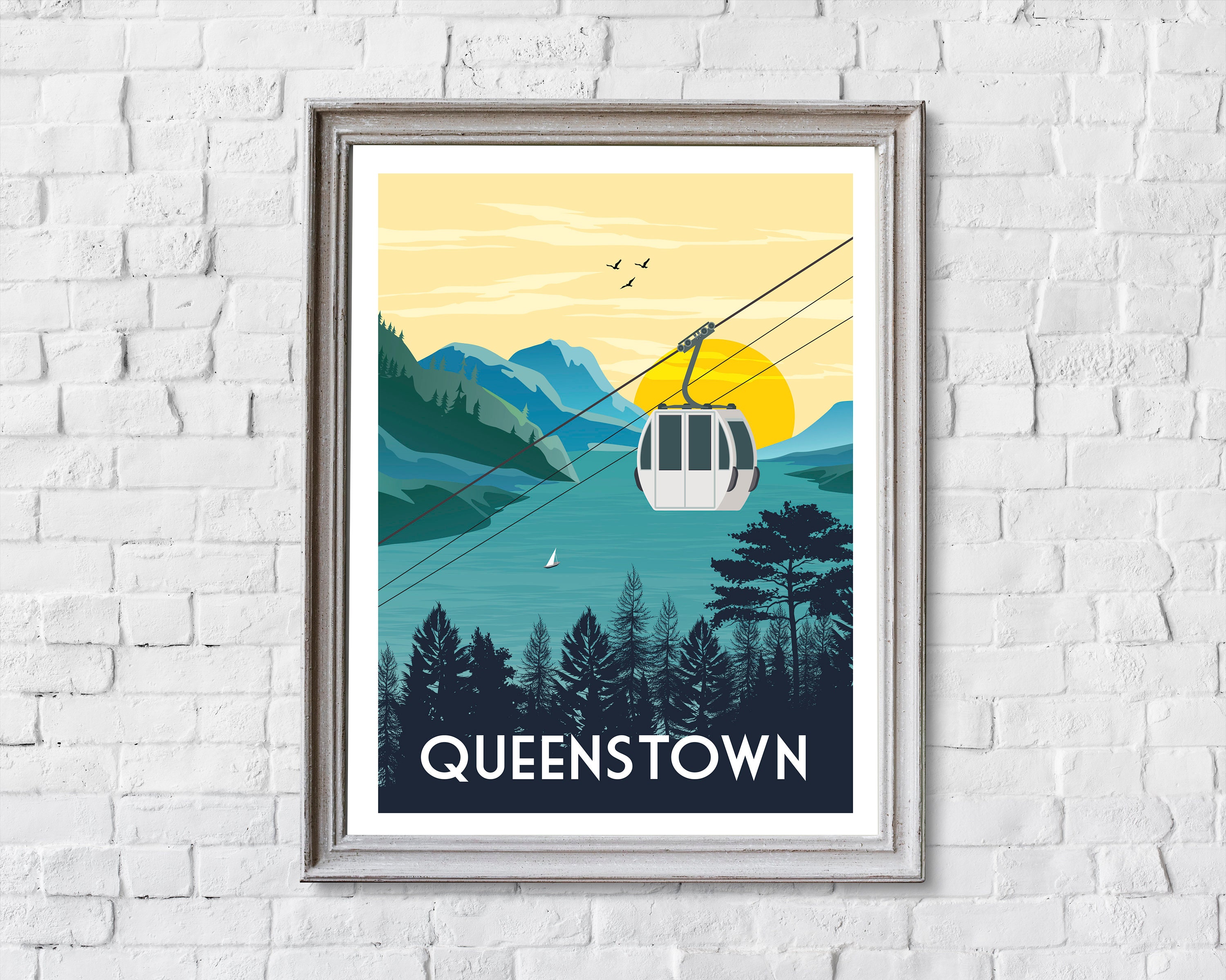 Queenstown Travel Poster: Retro New Zealand Print - Etsy UK