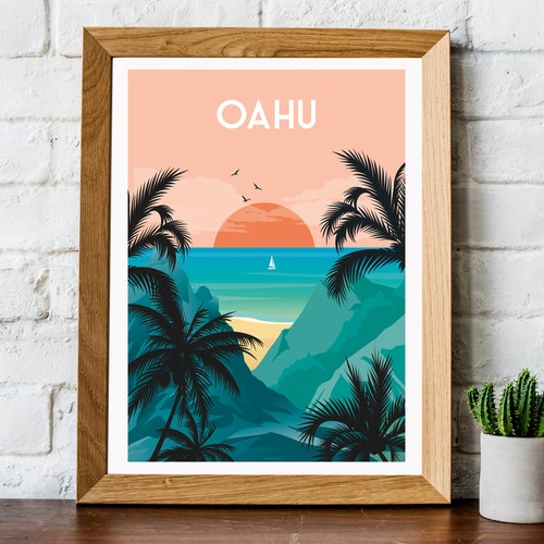 Waikiki Oahu Hawaii Travel Poster - Etsy