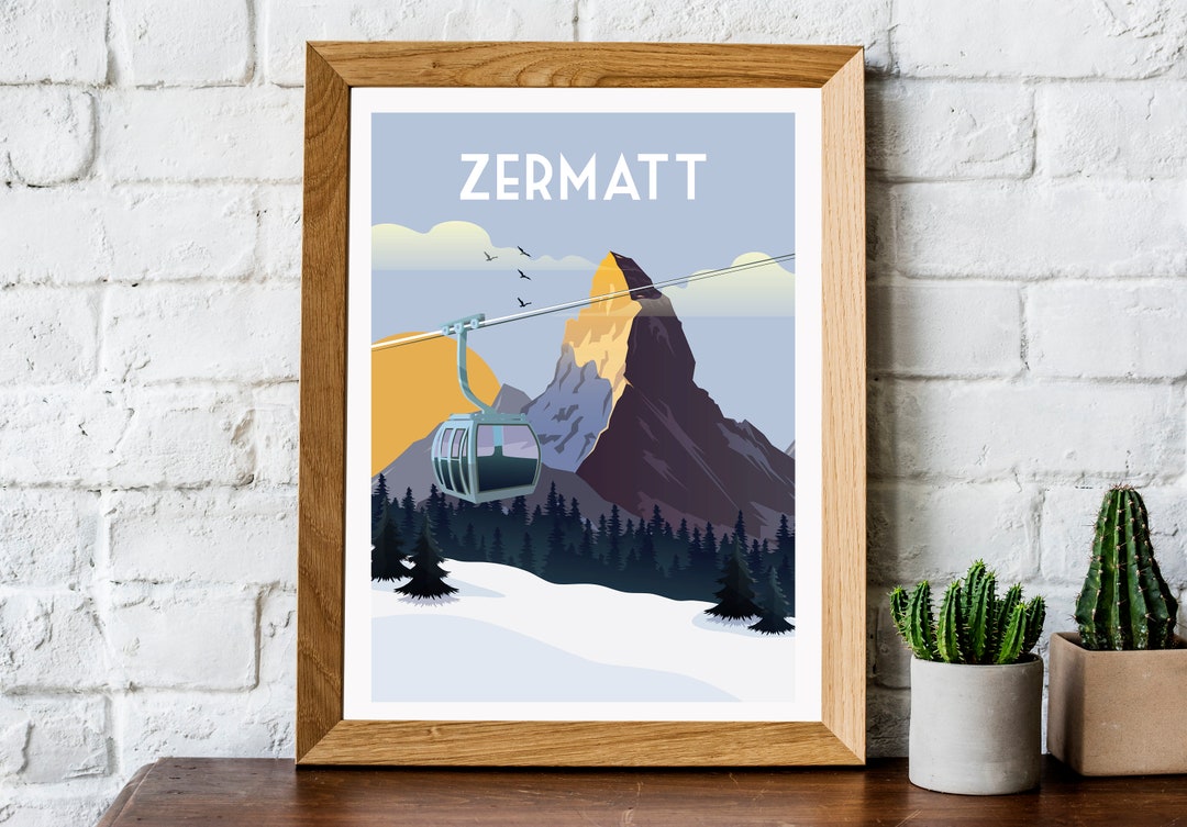Zermatt Poster, Zermatt Print, Zermatt Skiing Print, Zermatt Travel ...
