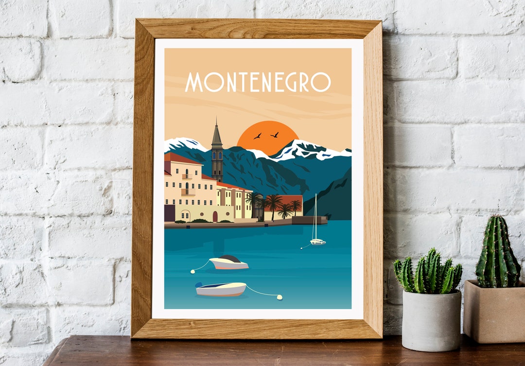Montenegro Reise Poster, Montenegro Druck, Kotor Reise Druck, Kotor ...