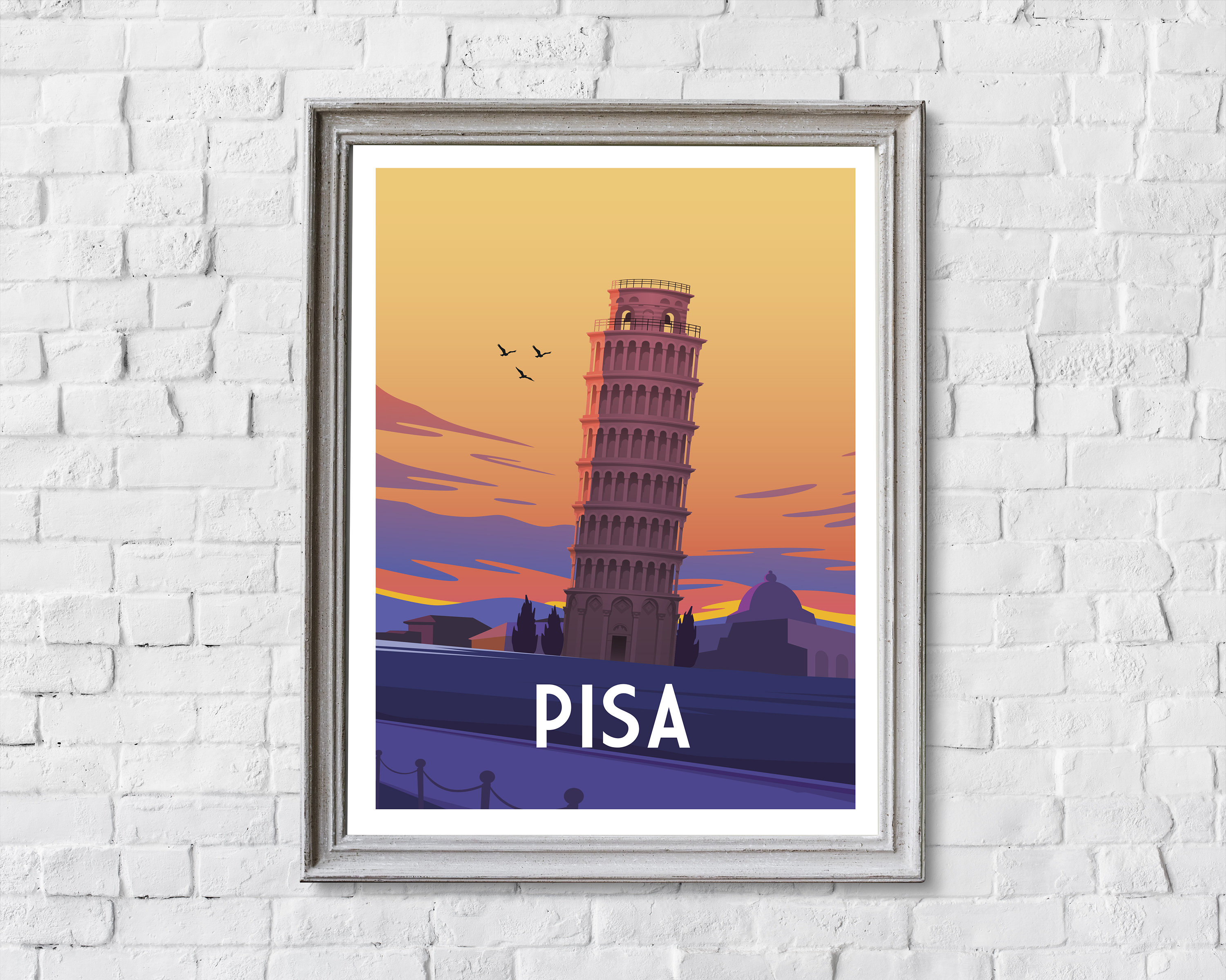 Tower of Pisa Travel Poster Retro Pisa Print Tuscany Travel - Etsy UK