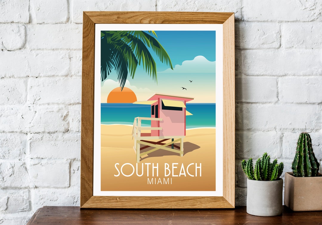 Retro Miami Poster, South Beach Poster, Miami Print, Miami Travel ...