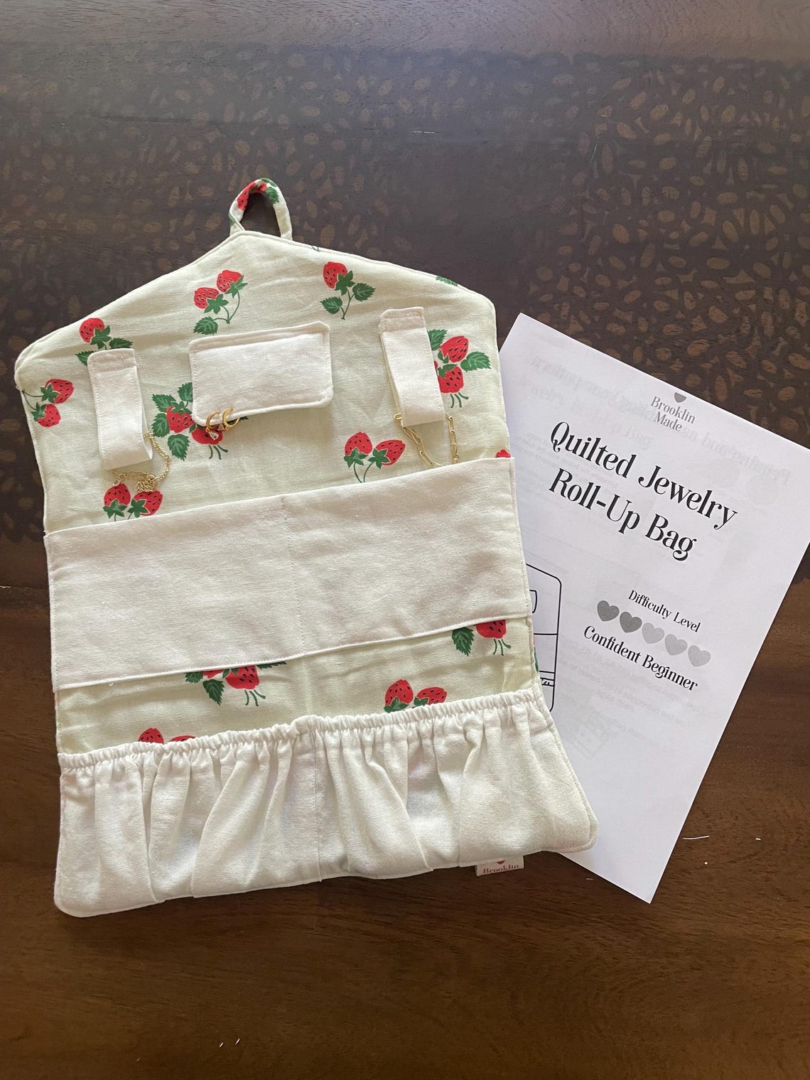 Quilted Jewelry Roll-up Bag PDF Sewing Pattern: Beginner Sewing Project ...