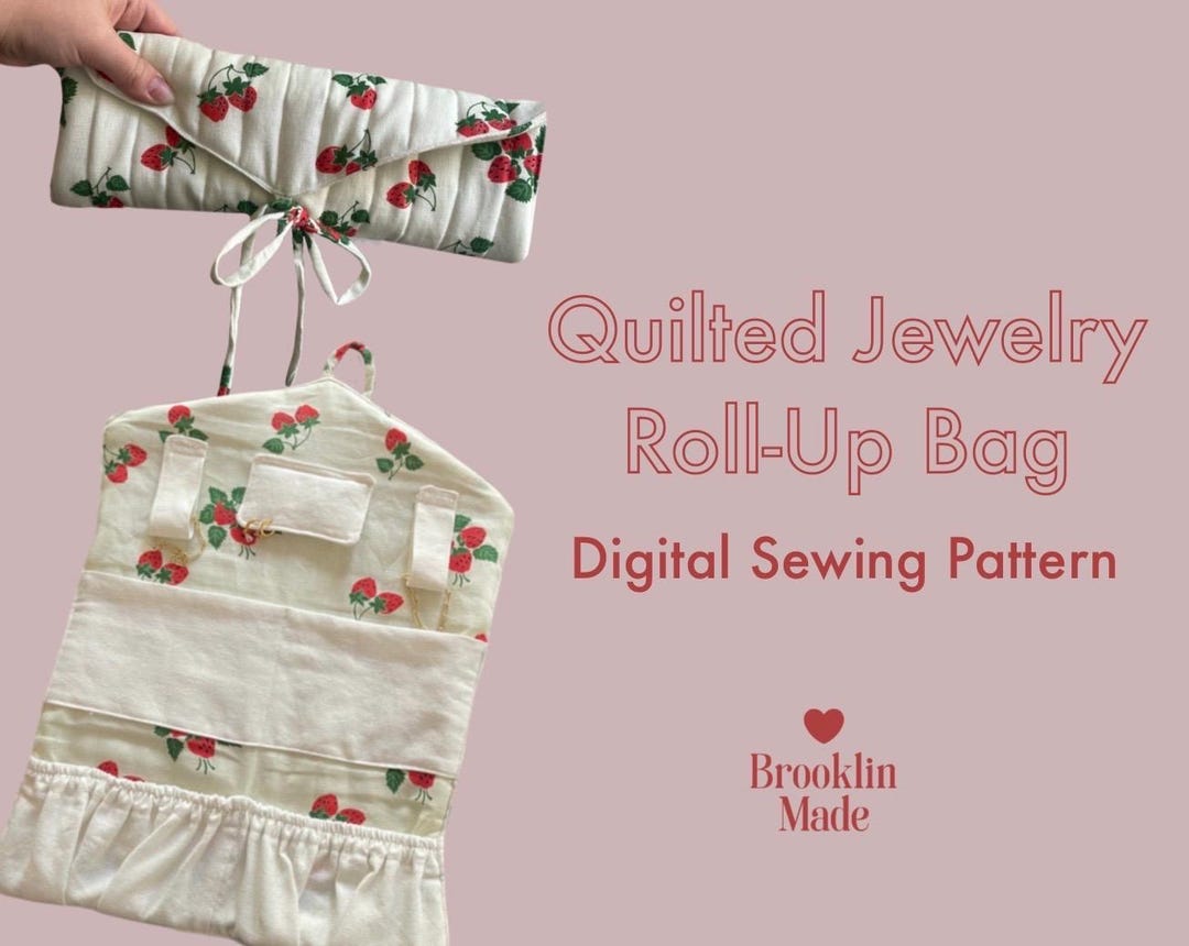 Quilted Jewelry Roll-up Bag PDF Sewing Pattern, Digital Sewing Pattern ...