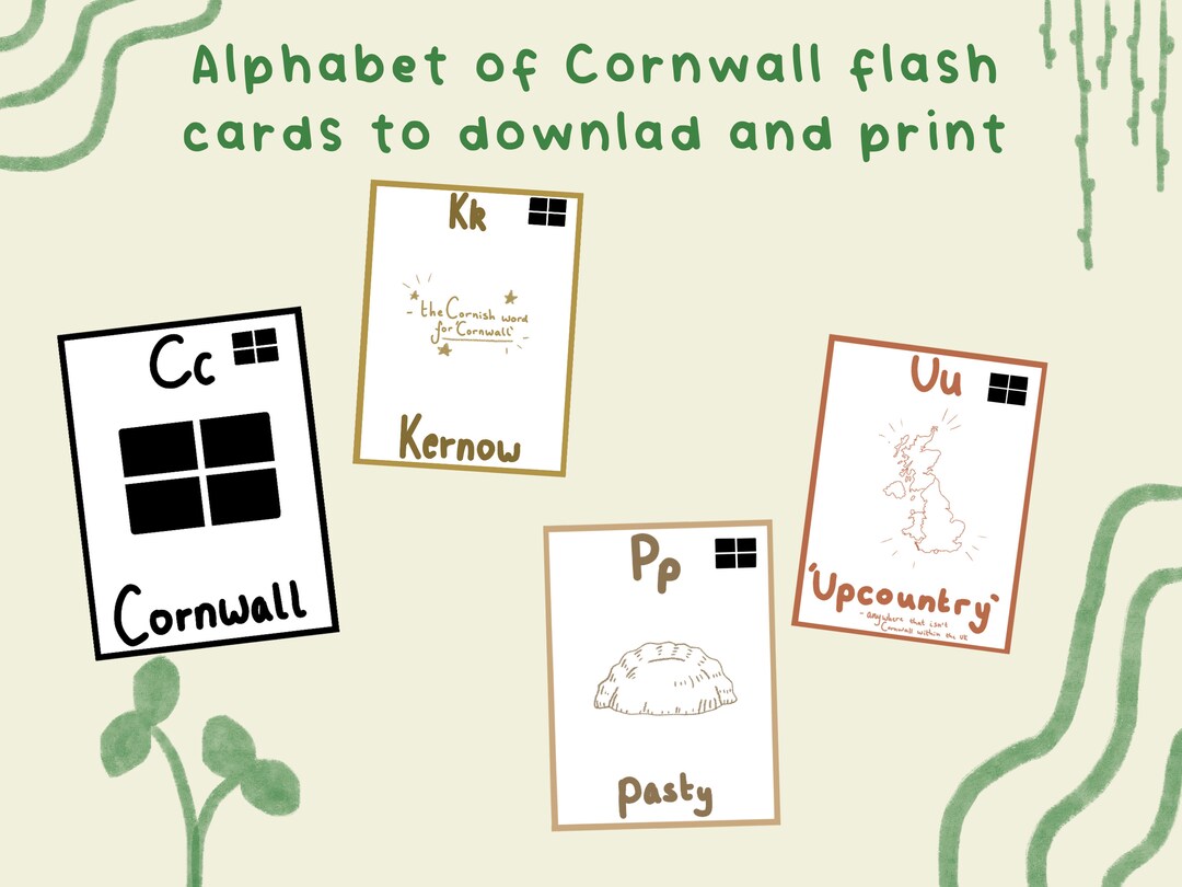 Alphabet of Cornwall Flash Cards, Printable, Digital Download, Pocket ...