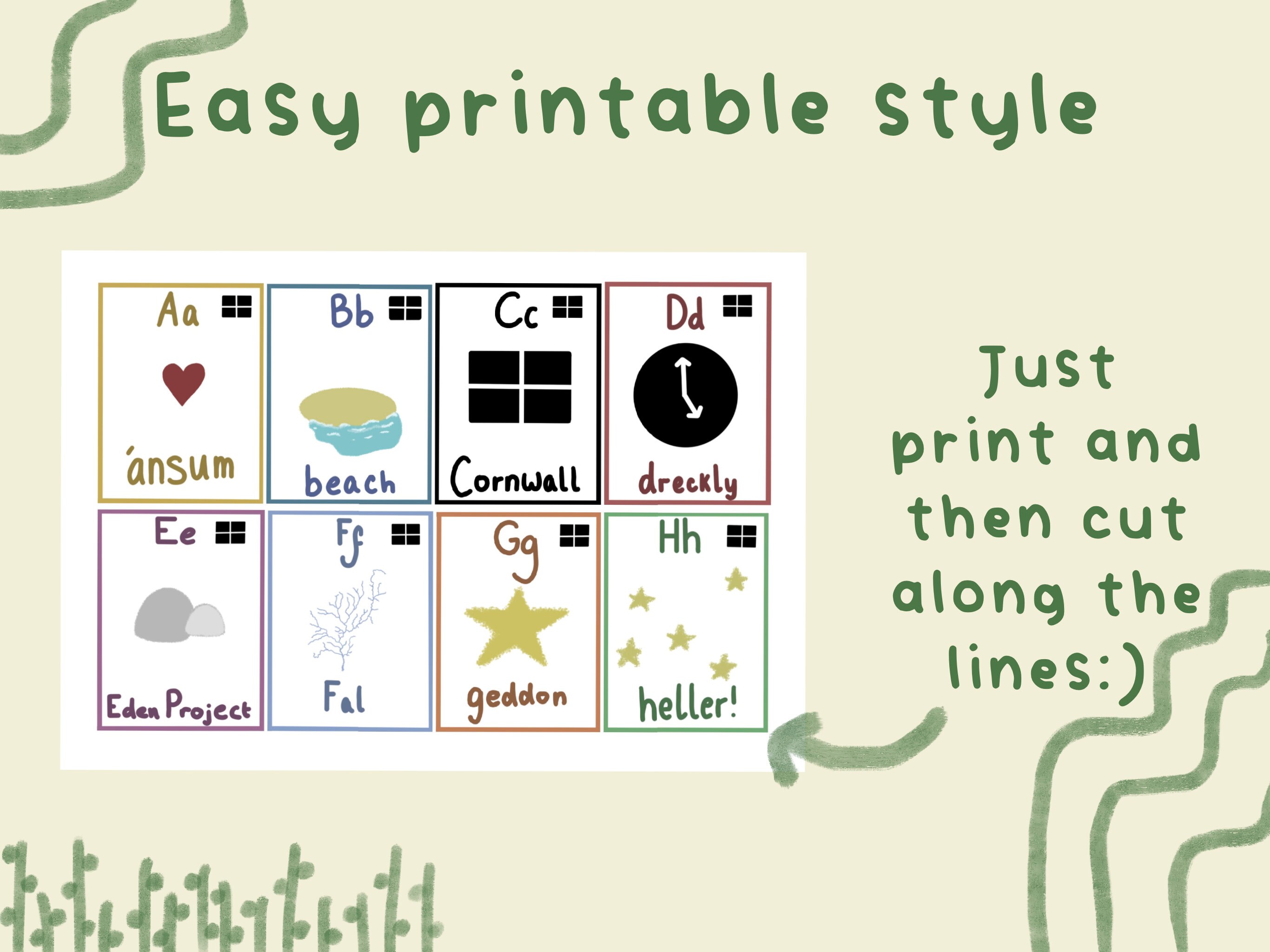 Alphabet of Cornwall Flash Cards, Printable, Digital Download, Pocket ...