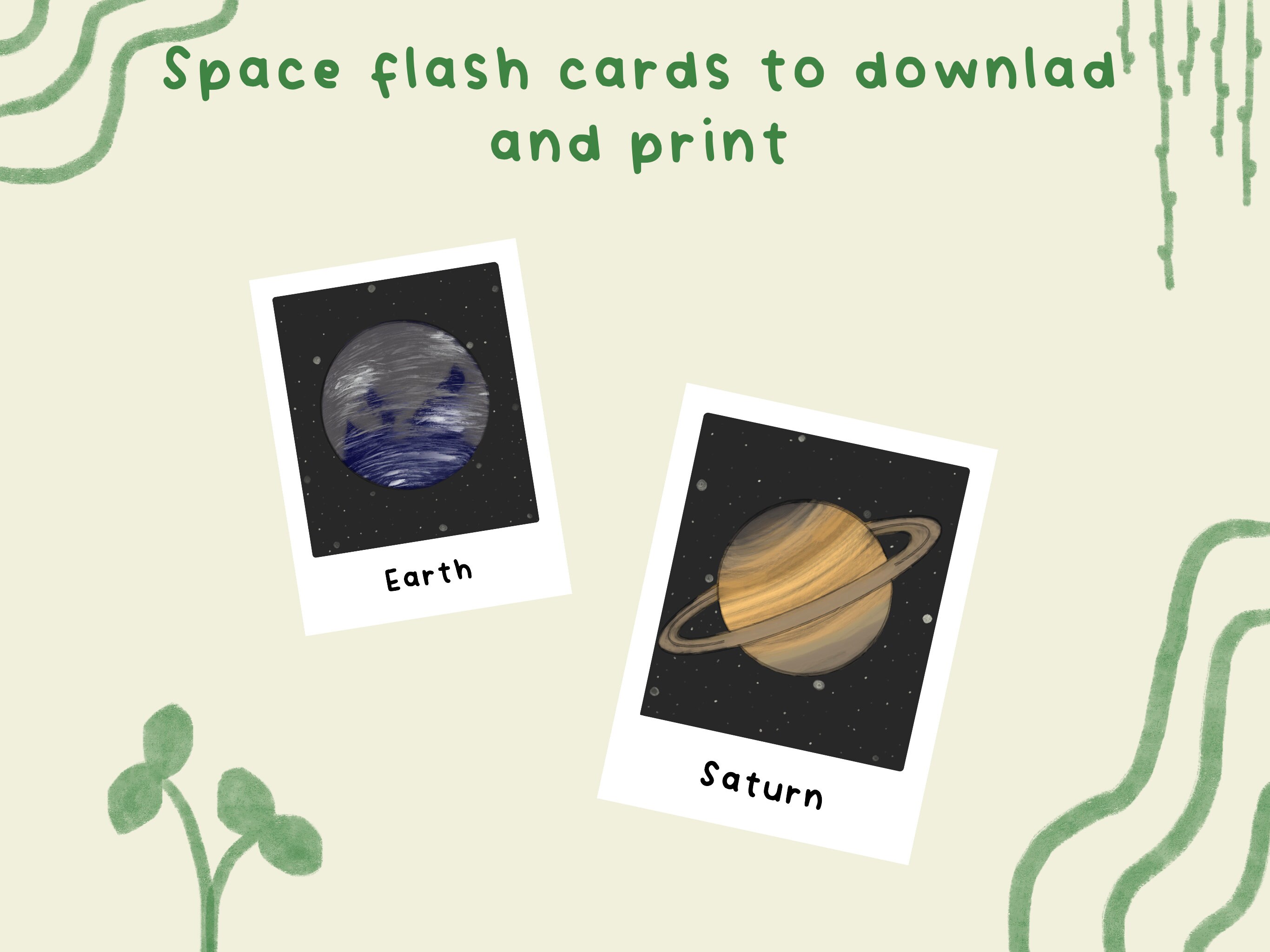 Space Flashcards, Educational Tool, Homeschooling, Digital Download ...