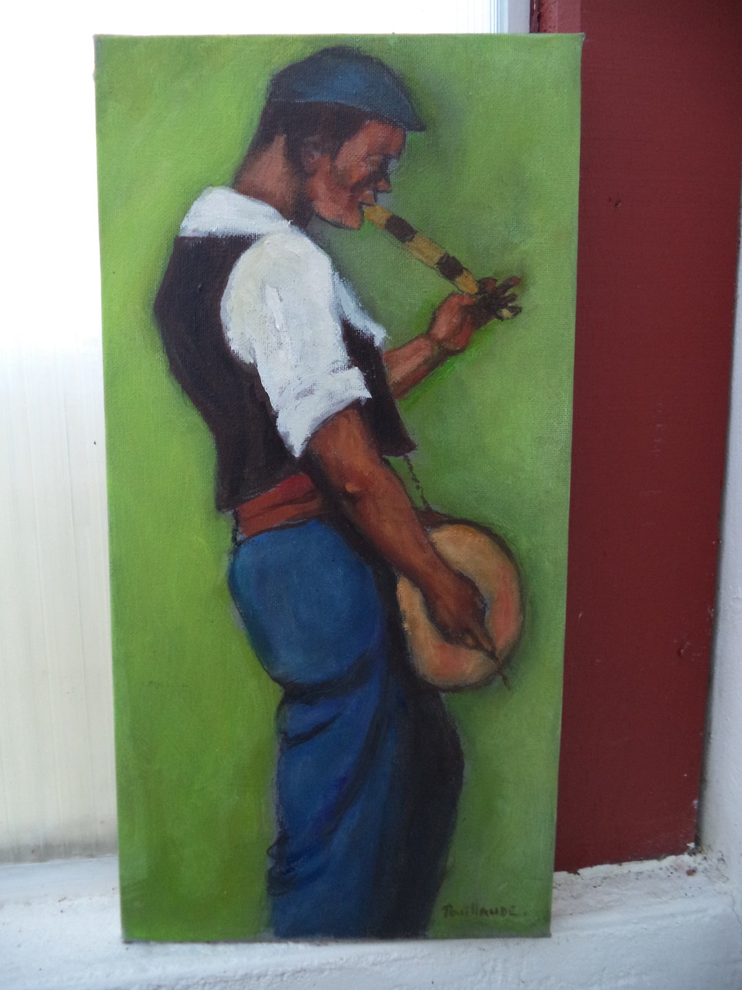 Basque Painting/the Txistulari/folklore of the Basque Country/oil on ...