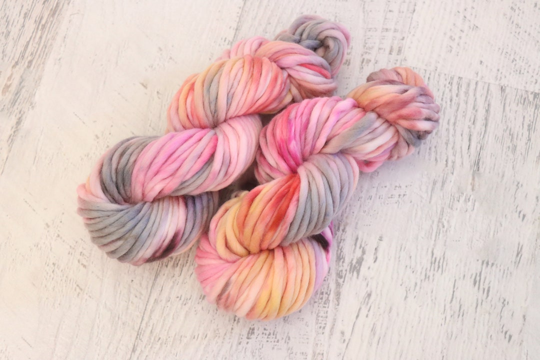 Variegated Super Bulky Single Ply Yarn (100% Merino Wool) Hand Dyed in ...