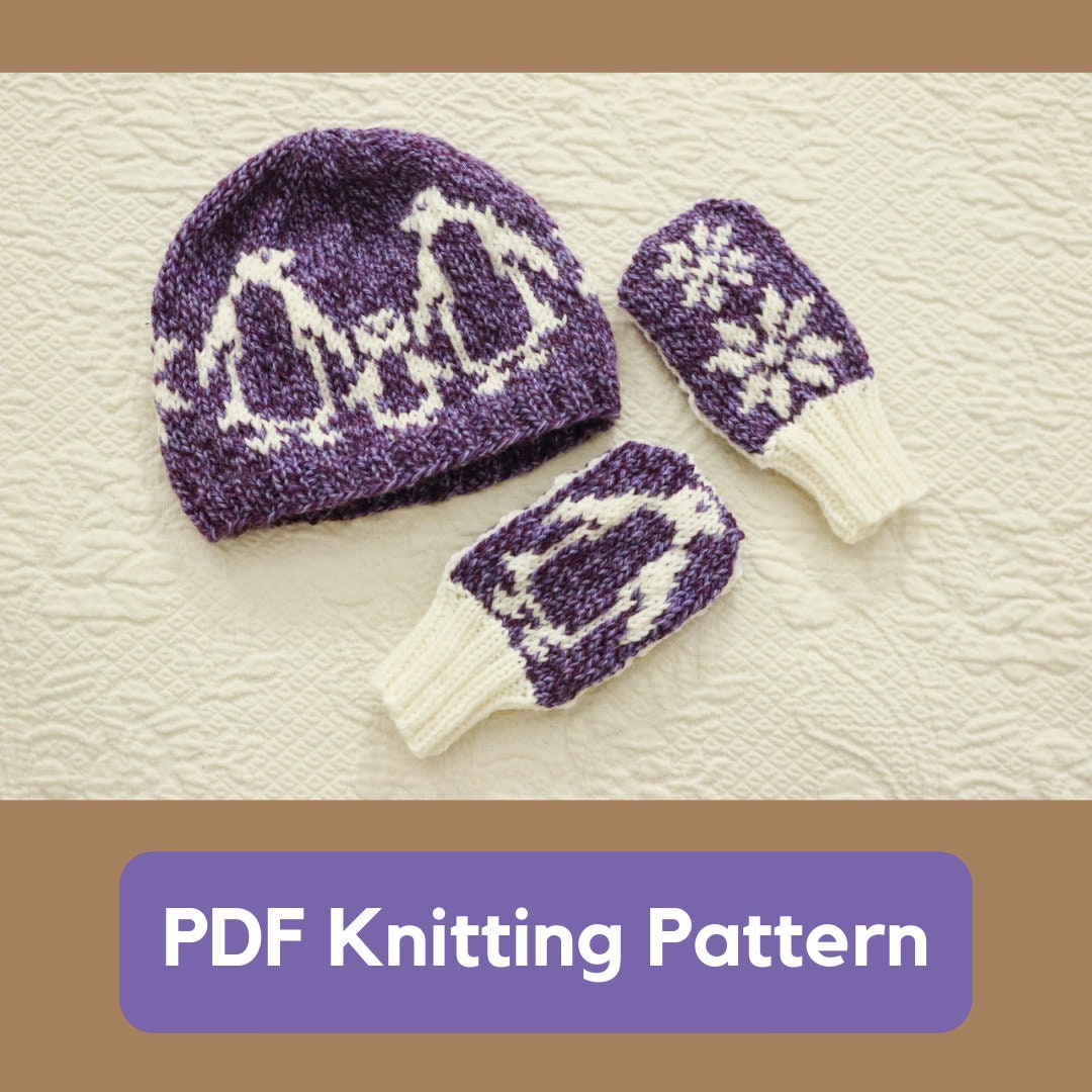 PDF Snowy Penguin Set Knitting Patterns - Infant Vest, Hat, and Mitts ...