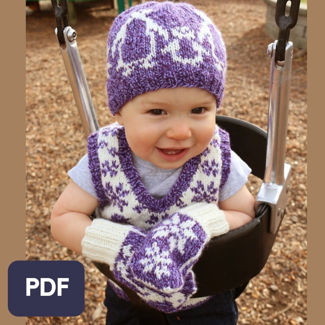 PDF Snowy Penguin Set Knitting Patterns - Infant Vest, Hat, and Mitts ...