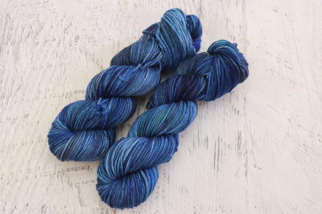 Variegated Blue Heavy Worsted Weight Yarn (100% Superwash Merino High ...