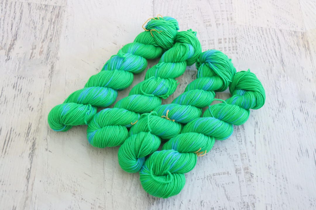 Green Variegated DK Weight Yarn (100% Superwash Merino- 8 Ply) Hand ...