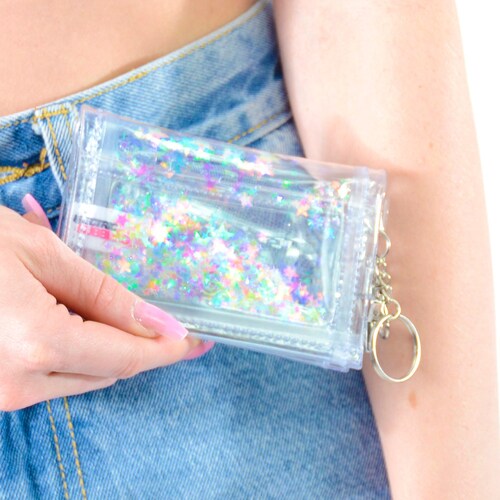 Liquid Glitter Mini Wallet Transparent Rainbow Iridescent - Etsy