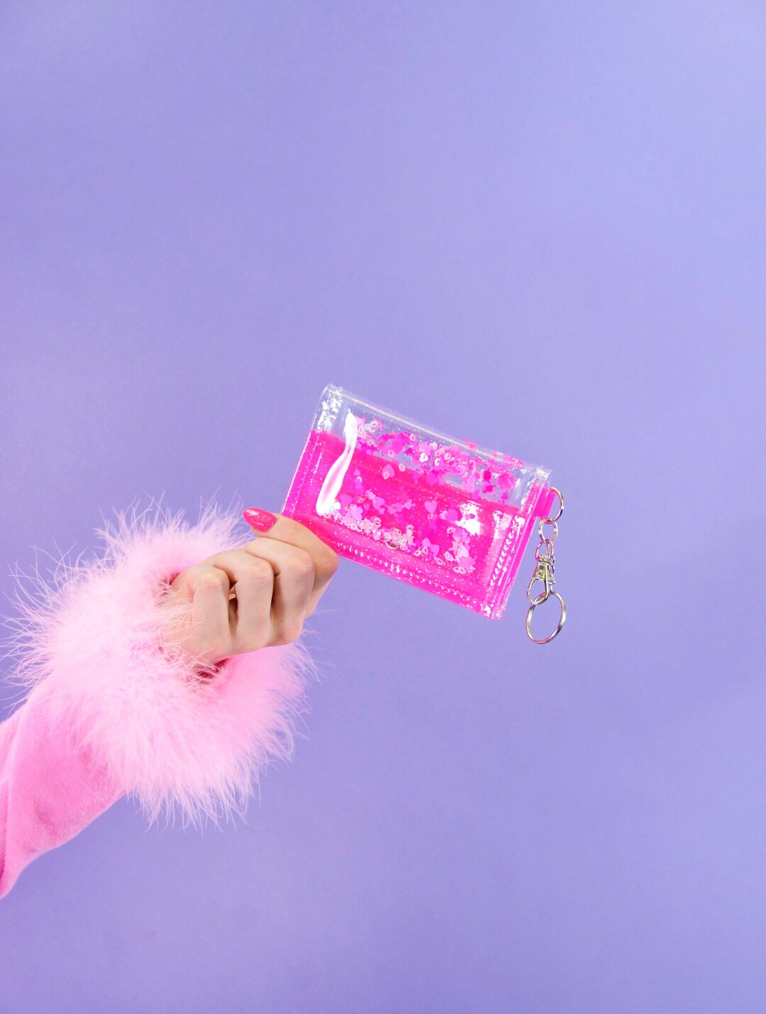 Liquid Glitter Tiny Wallet Stupid Cupid Pink Wallet Jelly Wallet PVC ...