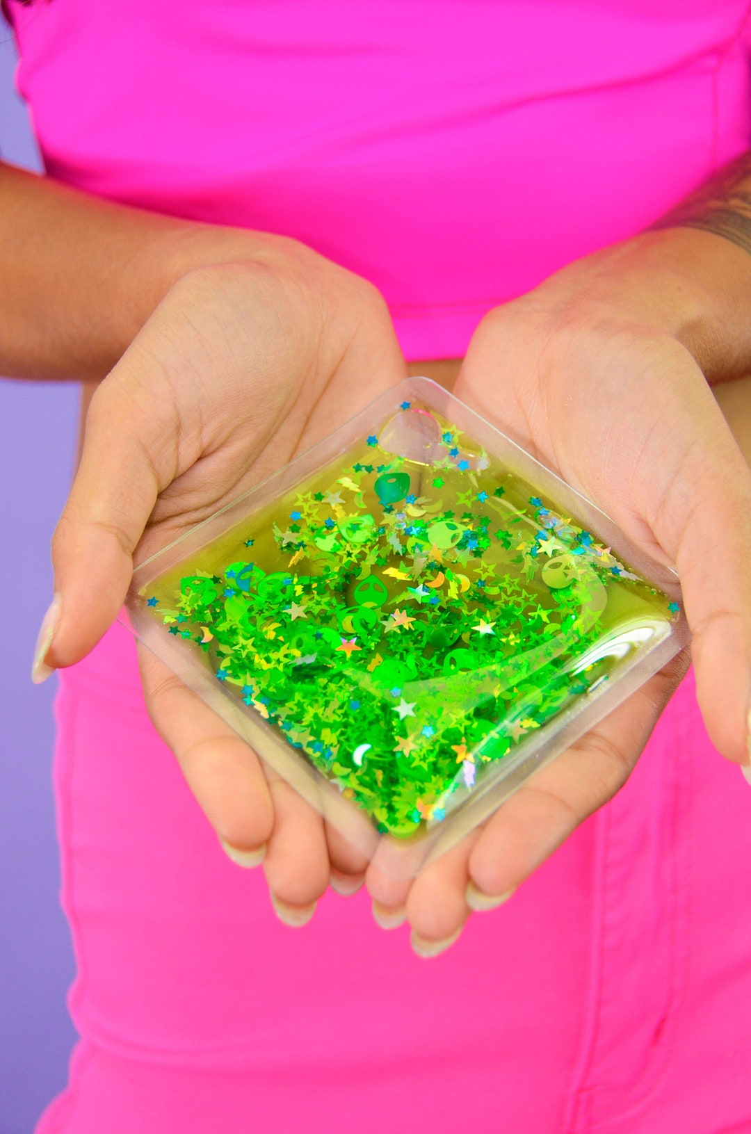 Glitter Goo Sparkle Square - Out of This World - Alien - Sparkle Toy ...