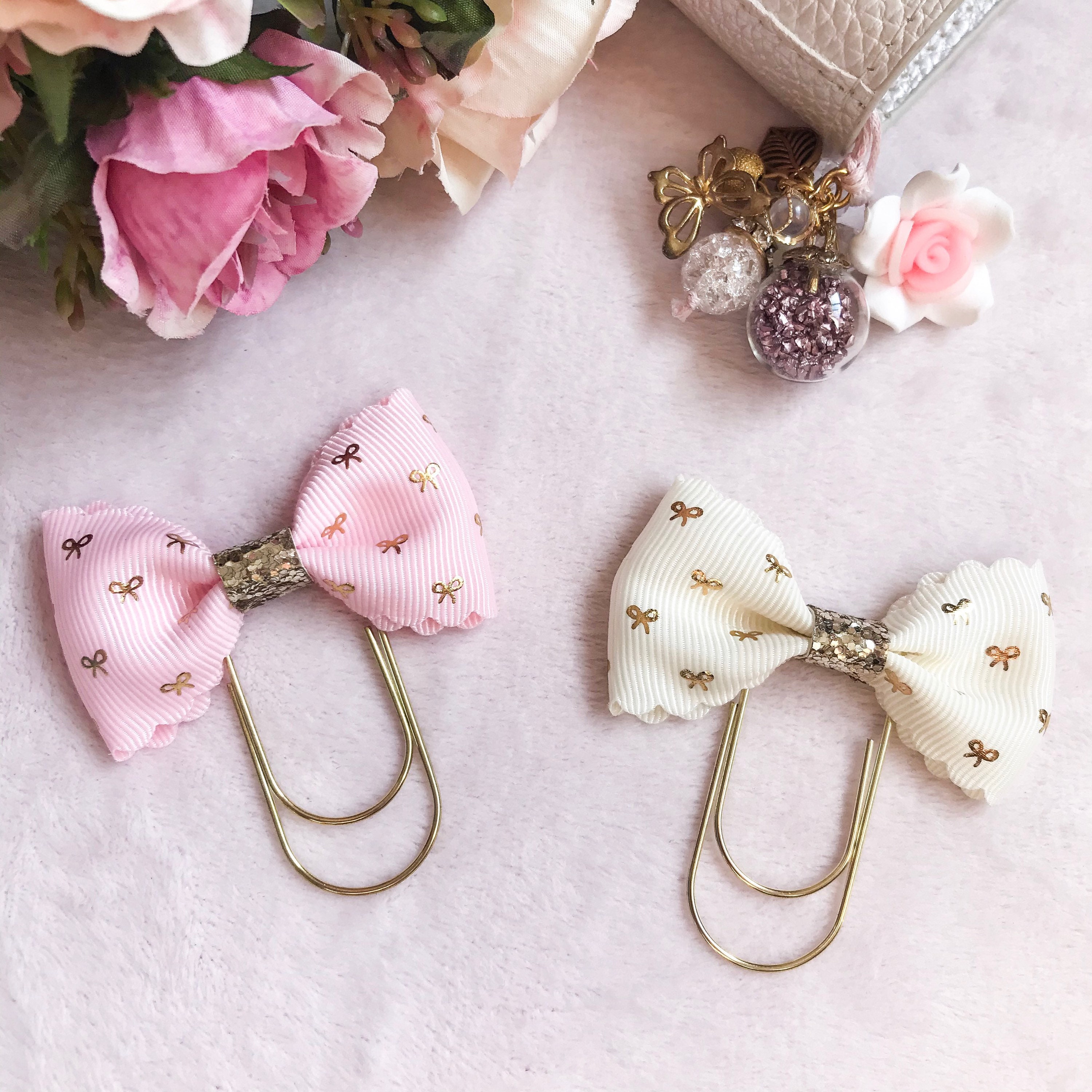 Pastel Bow Paper Clip Handmade Bow Paper Clip Planner - Etsy