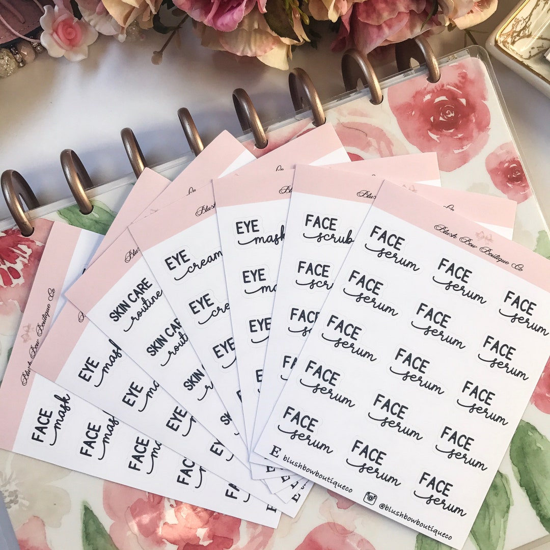 Skin Care Script Stickers - Script Planner Stickers, Premium Matte ...
