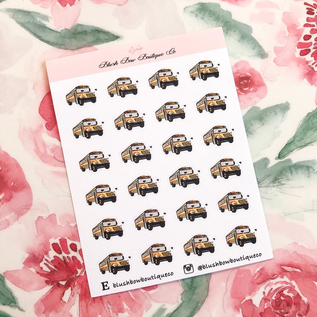 School Bus Icon Stickers - Planner Icon Stickers, Premium Matte ...