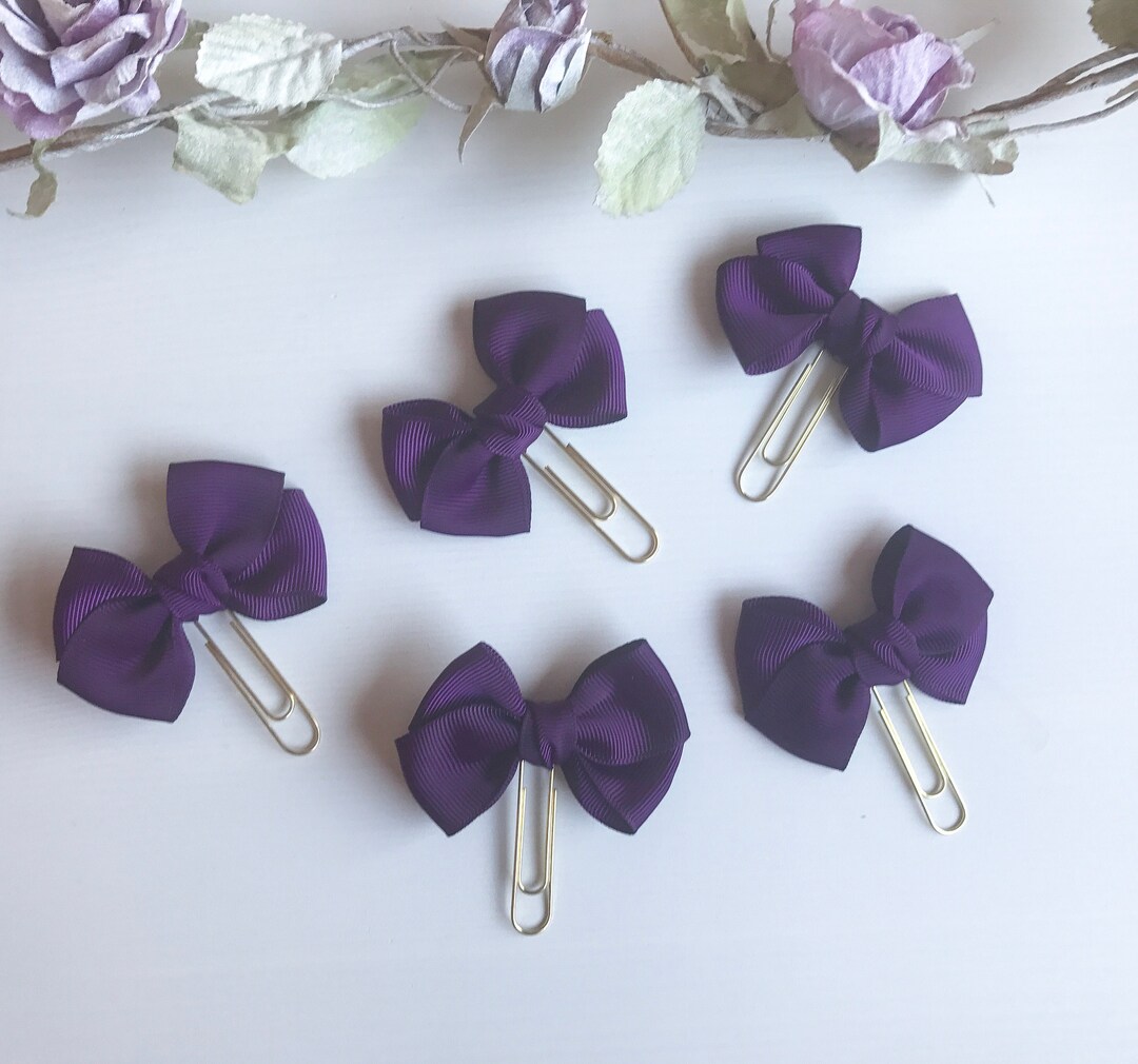 LIMITED EDITION Deep Purple Bow Paper Clip Aubergine Color - Etsy