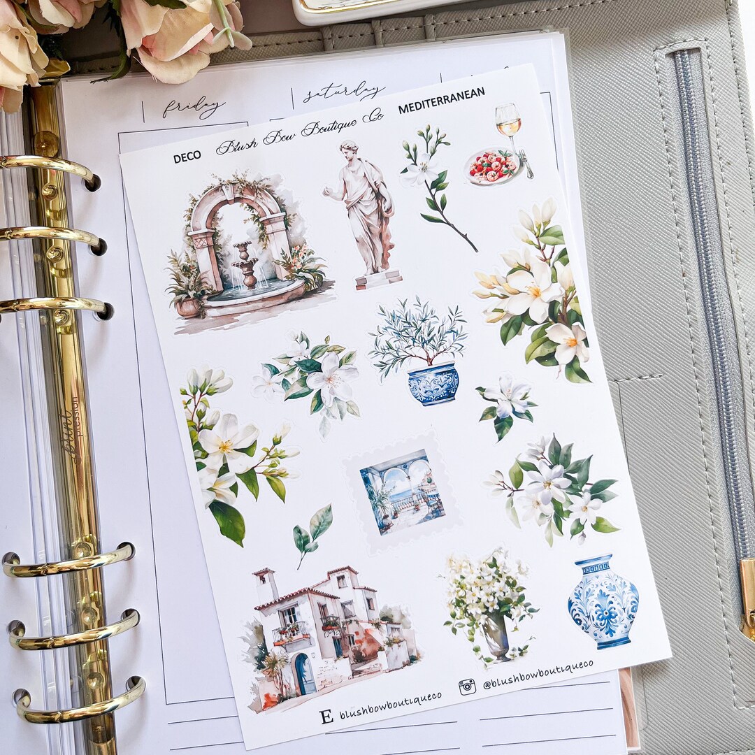 Mediterranean Deco Stickers || Premium or Transparent Matte || Floral ...
