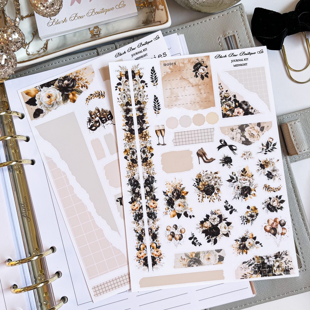 Midnight Journaling Sticker Kit Premium Matte or Transparent Matte ...
