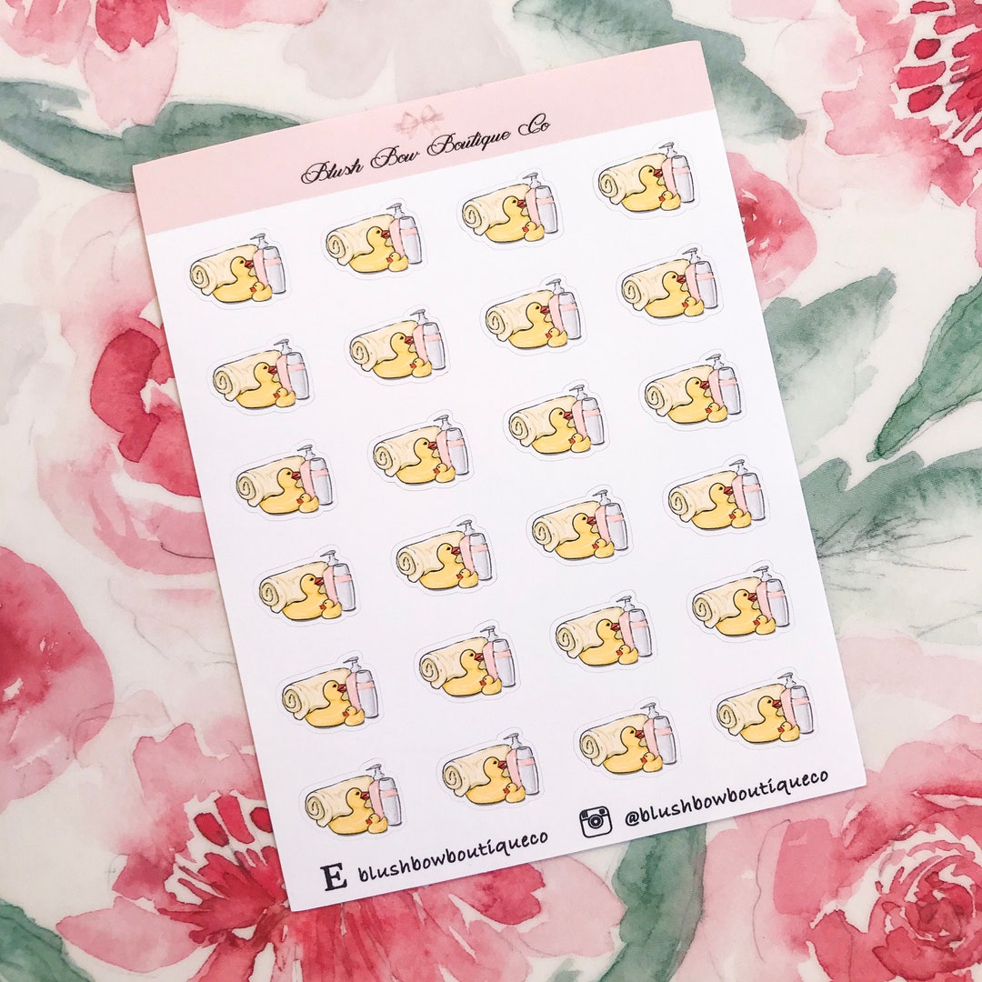 Bath Time Icon Stickers - Planner Icon Stickers, Premium Matte Stickers ...