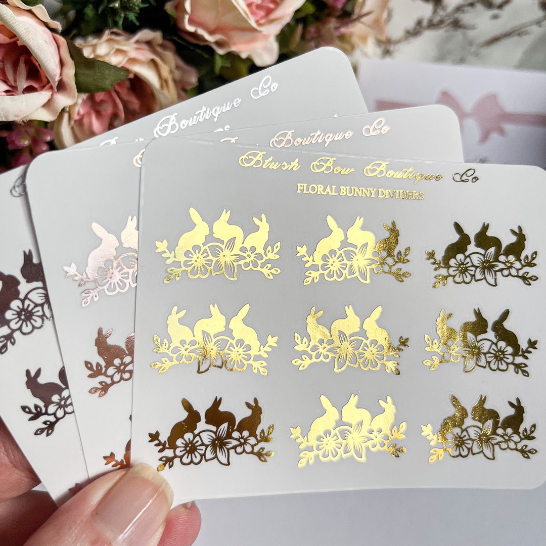 TRANSPARENT FOILED Floral Bunny Dividers Stickers || Planner Stickers ...