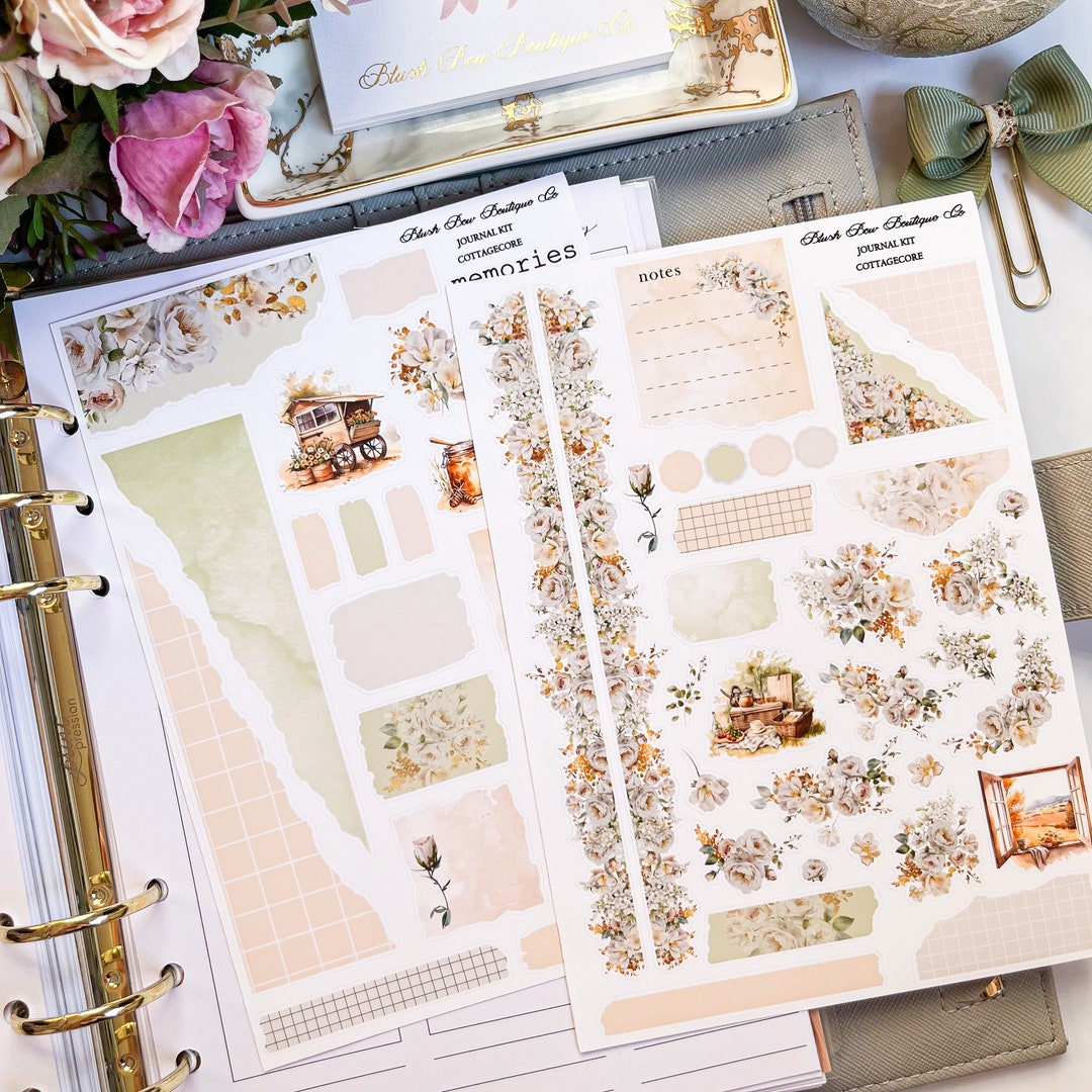 Cottagecore Journaling Sticker Kit Premium Matte or Transparent Matte ...