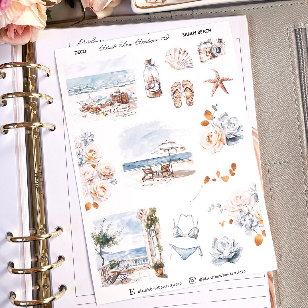 Sandy Beach Deco Stickers || Premium or Transparent Matte || Decorative ...