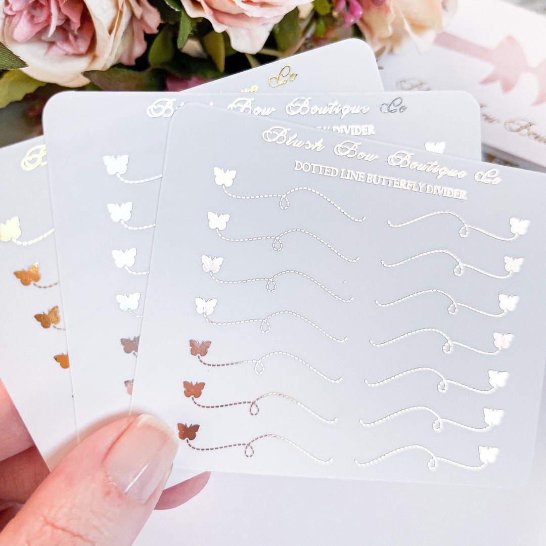 TRANSPARENT FOILED Dotted Line Butterfly Swoosh Divider / Deco Stickers ...