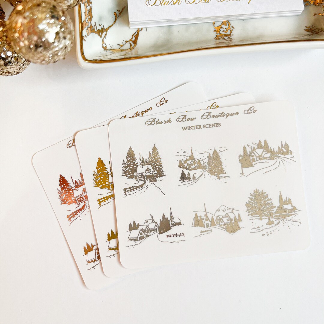 TRANSPARENT FOILED Winter Scenes Deco Stickers Planner Stickers ...