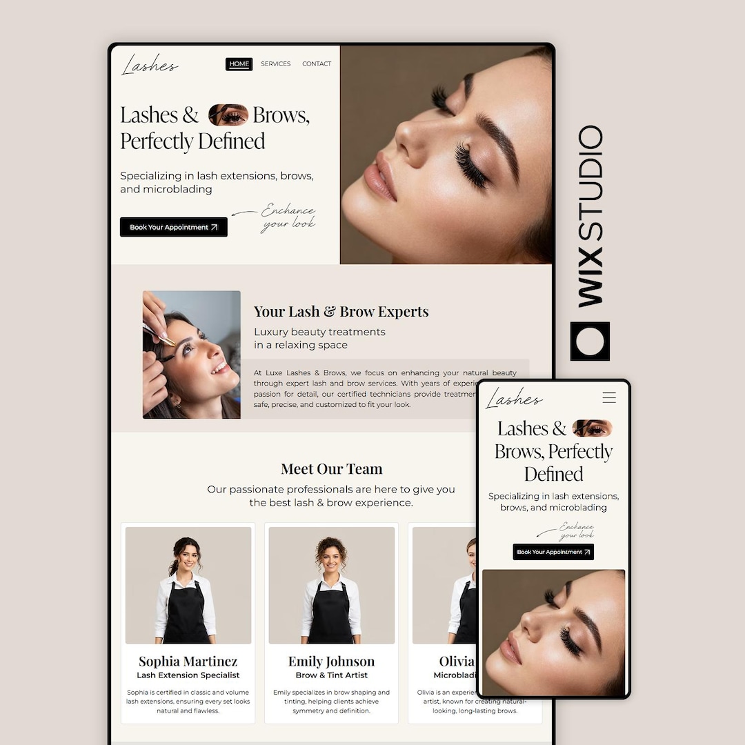 Lash and Brow Salon Wix Studio Website Template – Extensions and ...