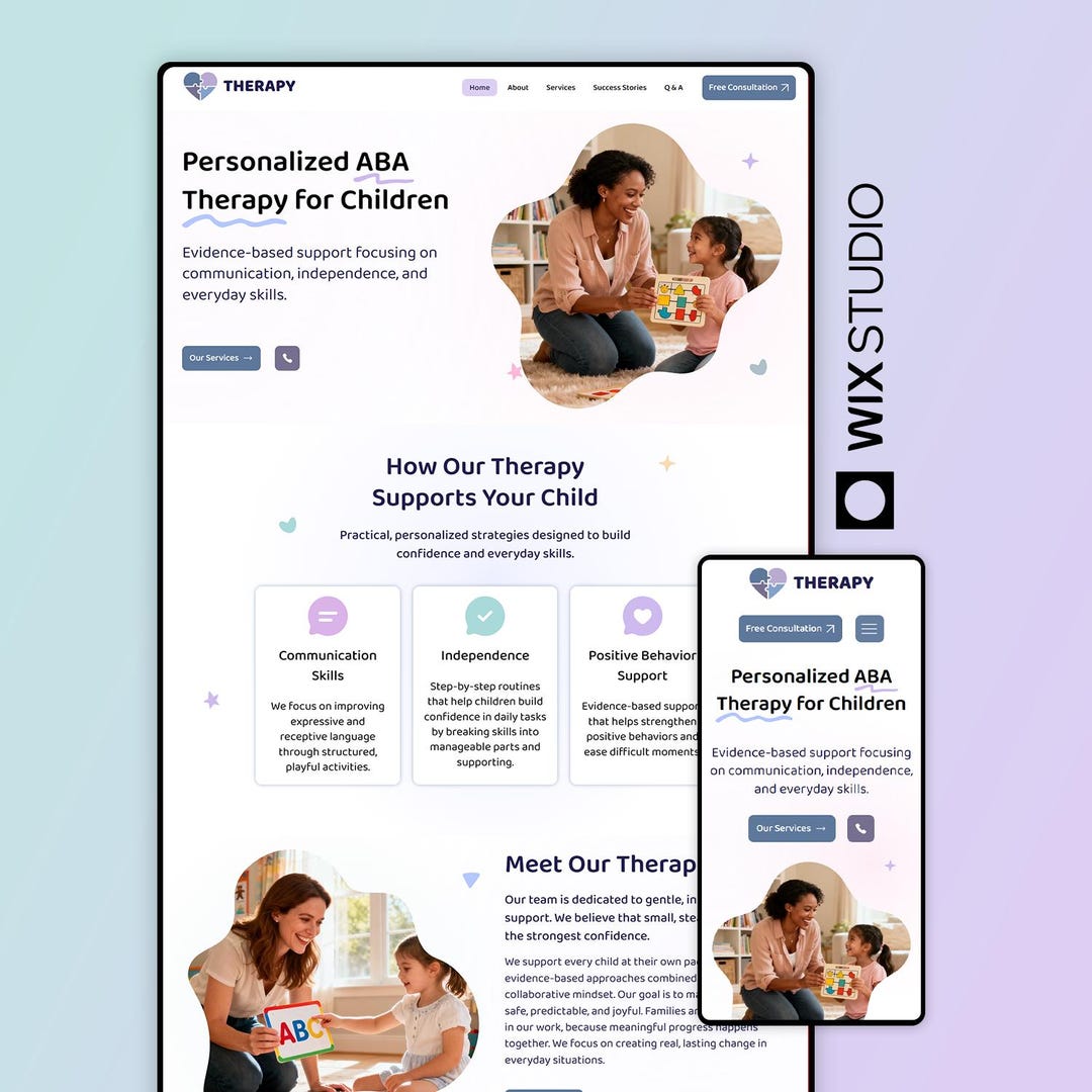 Pediatric ABA Therapy Template for Wix Studio | Early Intervention ...