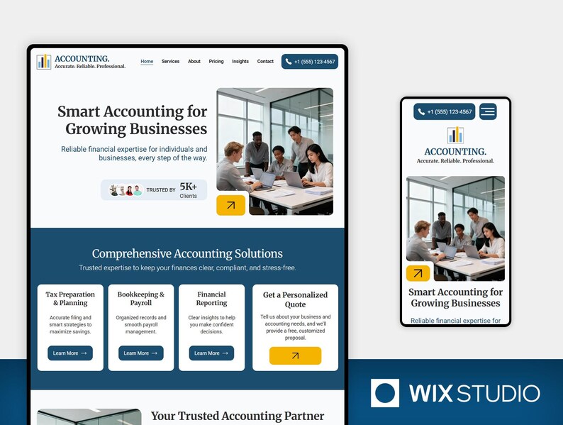 Accounting Firm Wix Studio Website Template, Financial Services - Etsy