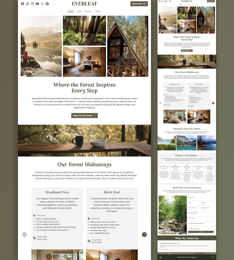 Guesthouse Template for Wix Studio | Forest Lodge & Cabin Website ...