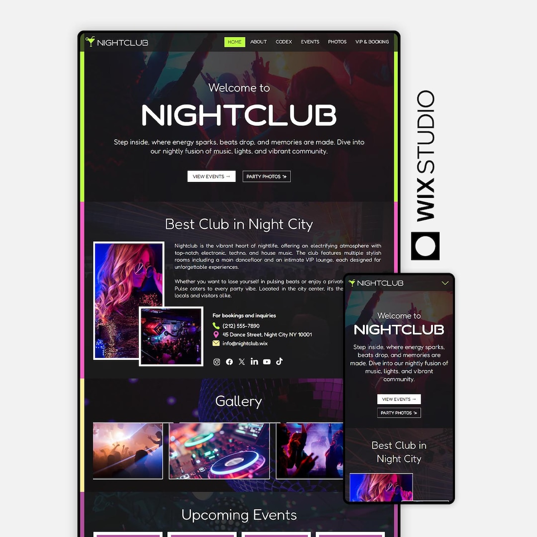 Nightclub Wix Studio Website Template | Modern Bar, Lounge & Party ...