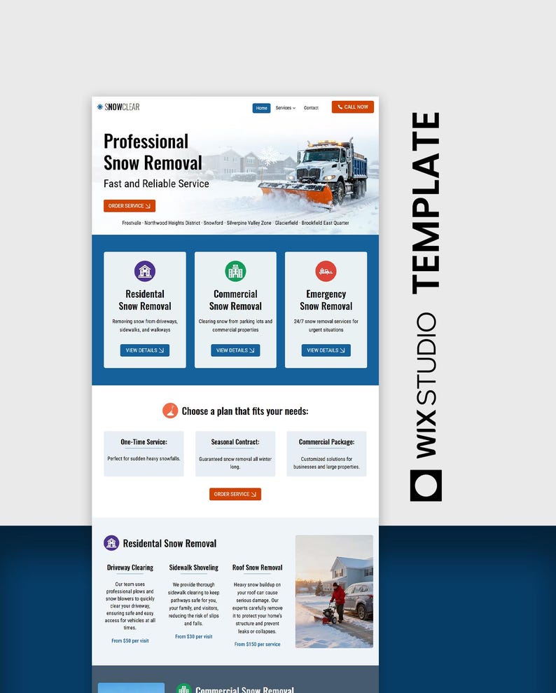 Snow Removal Wix Studio Website Template | Plowing, Blowing Service - Etsy
