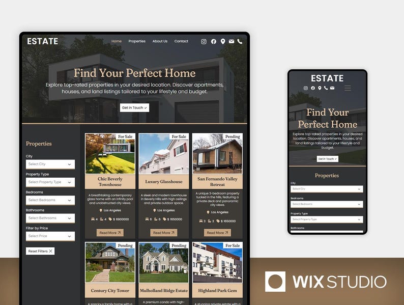 Real Estate Wix Studio Website Template – Property Listings, Agent ...