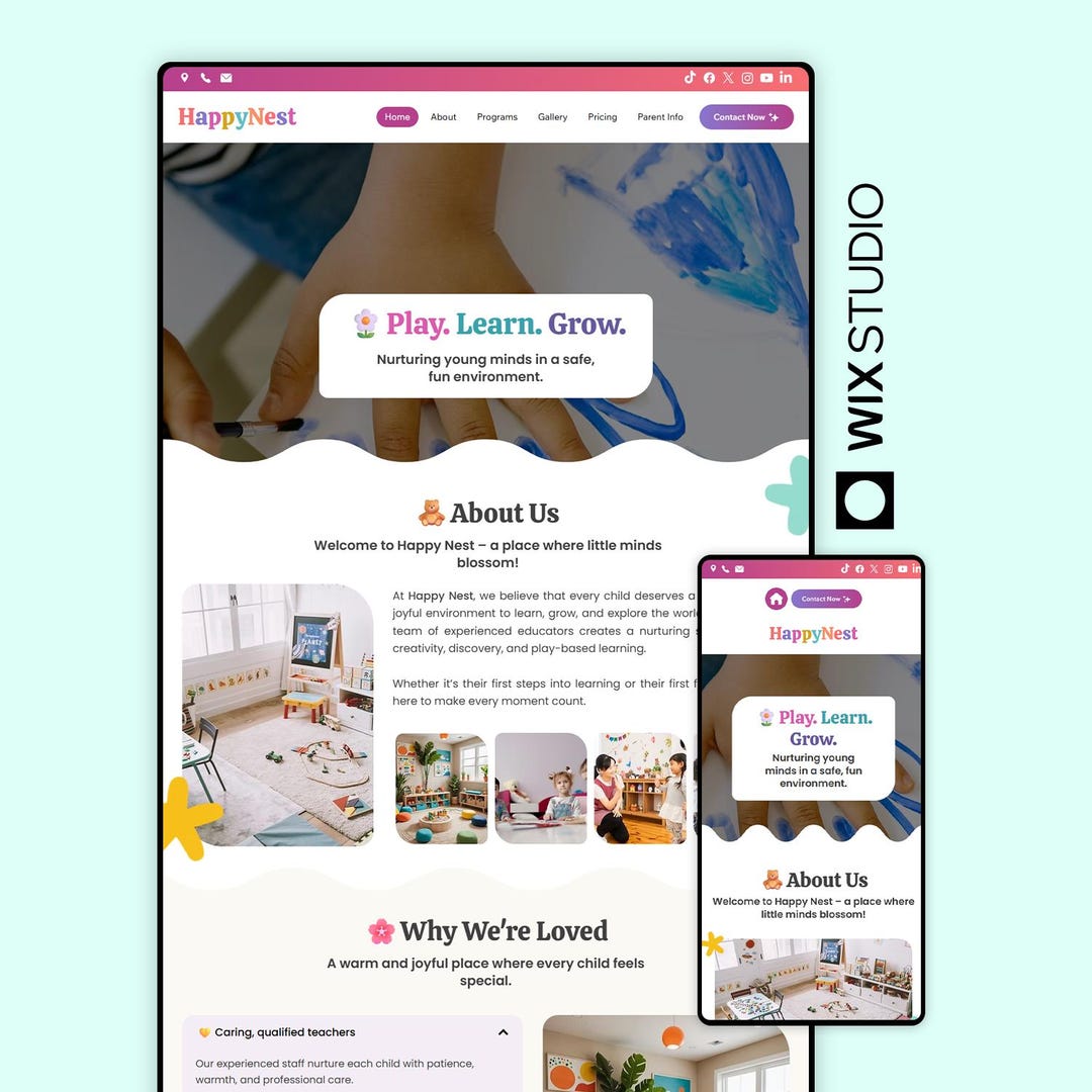 Daycare Wix Studio Website Template for Preschool, Nursery & Childcare ...
